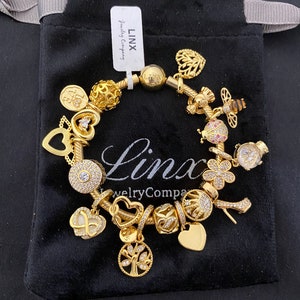 Linx Yellow Gold Snake Chain Bracelet With Gold and Cubic Zirconia ...