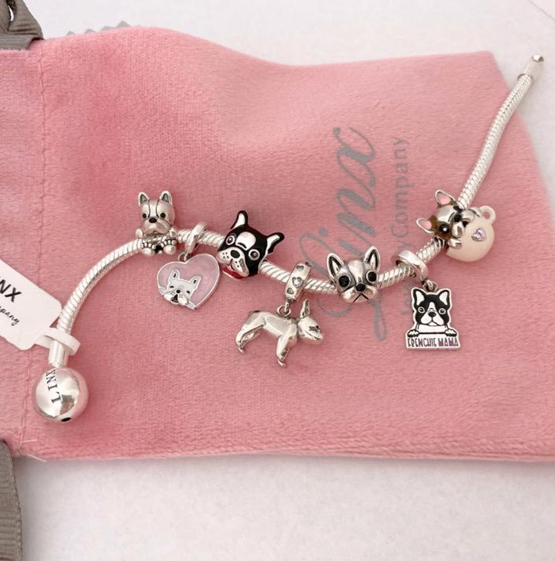 Linx Bracelet With Pink French Bulldog Frenchie Themed Charms - Etsy