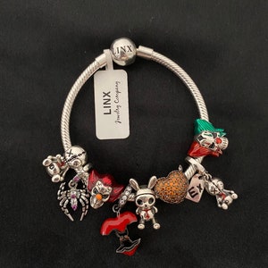 Linx Bracelet With Skull Scary Clown and Voodoo Doll Themed Charms - Etsy