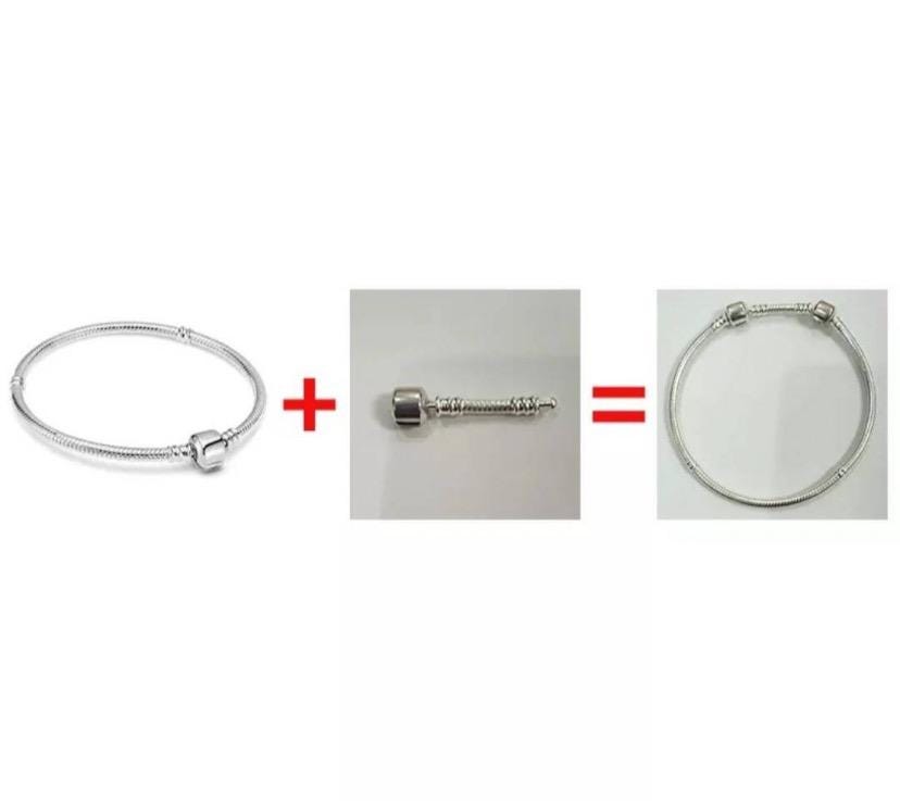 Universal Extender for Charm Bracelet With Paved Heart Clasp 925 ...
