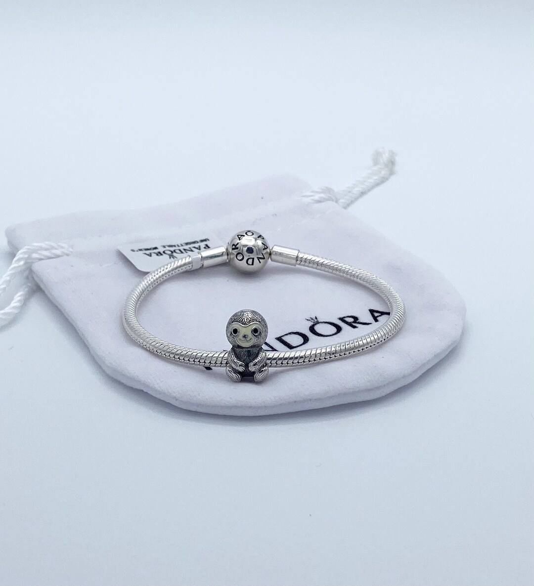 Pandora Bracelet With Sammy the Sloth Charm 925 Sterling Silver - Etsy