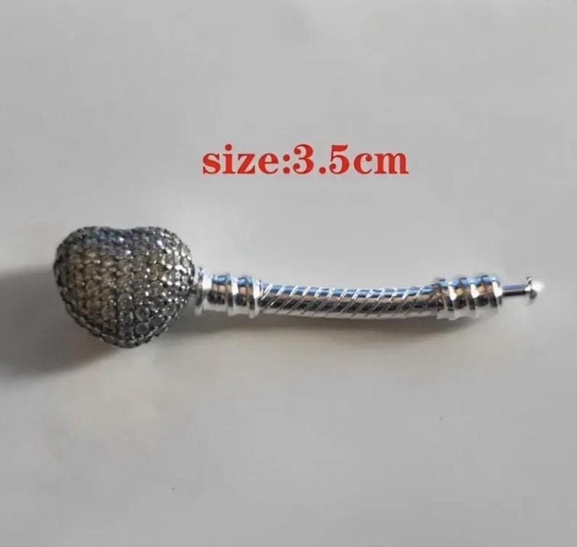 Universal Extender for Charm Bracelet With Paved Heart Clasp 925 ...