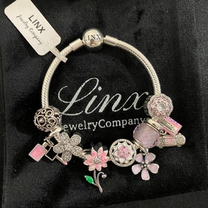 Linx Bracelet With Pink Themed Charms - Etsy