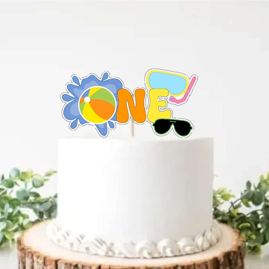 Beach Theme Cake Topper. One Pool Party Theme. Beach Party Theme ...