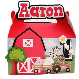 Red Barn Barnyard Gable Favor Box, Animals Party Favor Box, Cow Gable ...