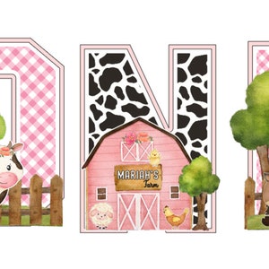 Cow Moo Pink Farm 3D Letters Photoshoot Props, Farm Theme Decorations ...