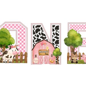 Cow Moo Pink Farm 3D Letters Photoshoot Props, Farm Theme Decorations ...