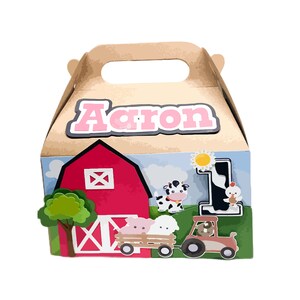 Barnyard Personalized Gable Favor Box, Animals Favor Box, Cow Gable Box ...