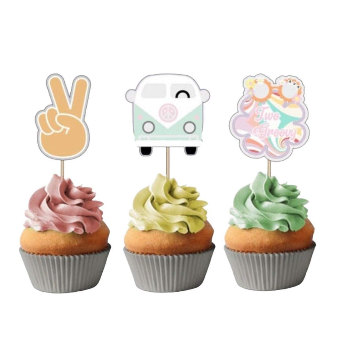 Groovy Personalized Cup Cake Toppers Young Wild and 3 Cupcake Topper ...