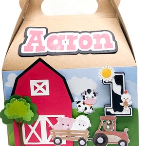 Barnyard Personalized Gable Favor Box, Animals Favor Box, Cow Gable Box ...