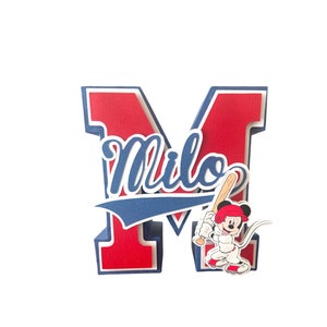 Baseball Mouse 3D Letter, Little Slugger Baseball Party, One Baseball ...