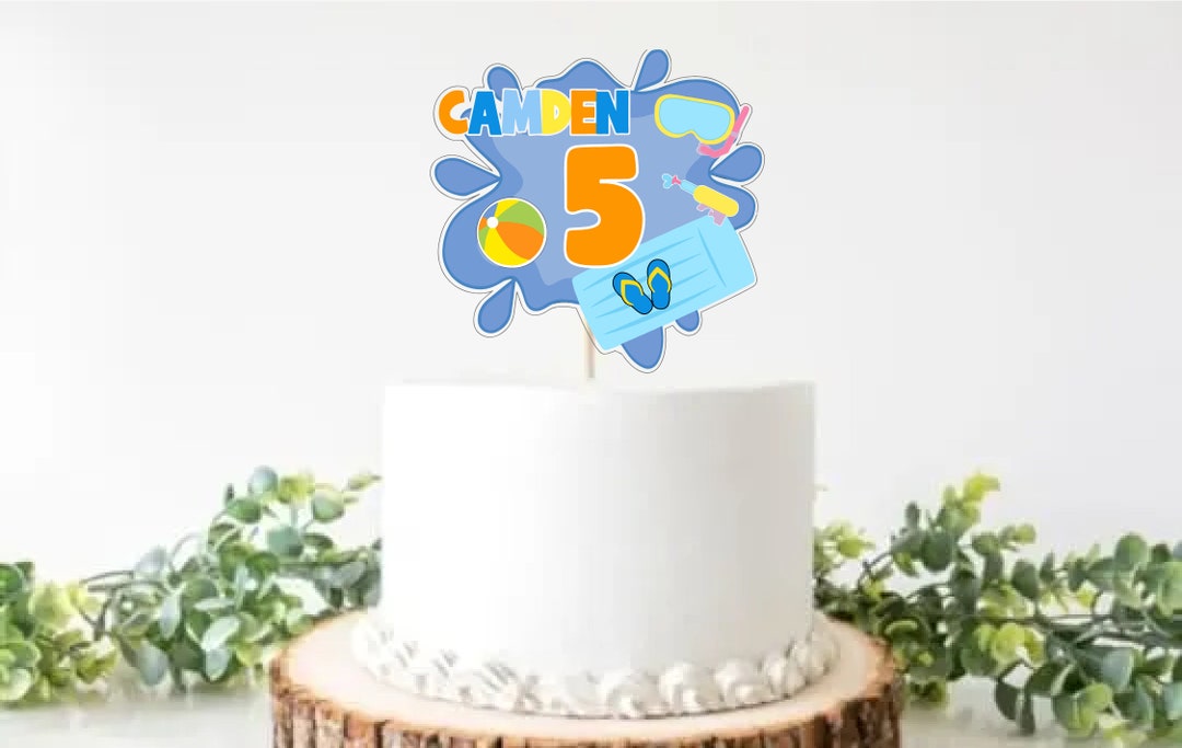 Summer Fun Personalized Cake Topper, Beach Party Birthday Topper, Pool ...