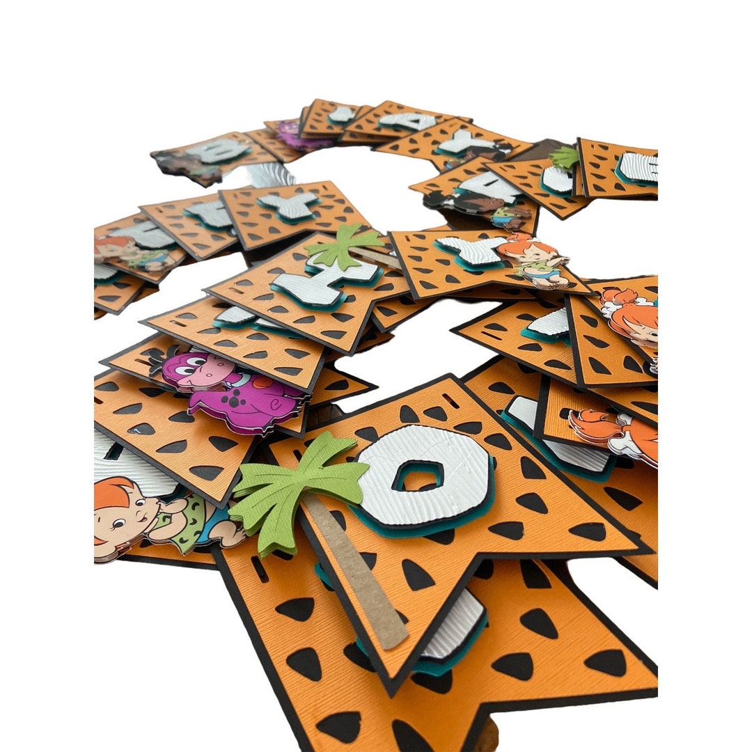 Pebbles Happy Birthday Banner, Flintstone Party Decor | Flintstones ...
