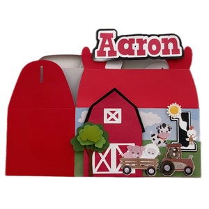 Red Barn Barnyard Gable Favor Box, Animals Party Favor Box, Cow Gable ...