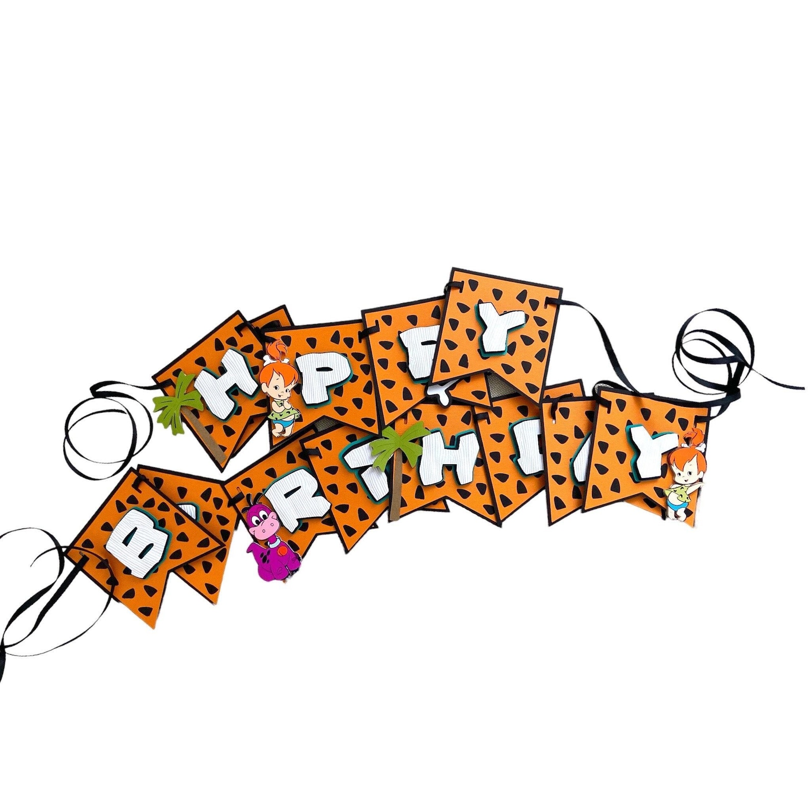 Pebbles Happy Birthday Banner, Flintstone Party Decor - Etsy