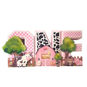 Cow Moo Pink Farm 3D Letters Photoshoot Props, Farm Theme Decorations ...