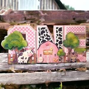 Cow Moo Pink Farm 3D Letters Photoshoot Props, Farm Theme Decorations ...