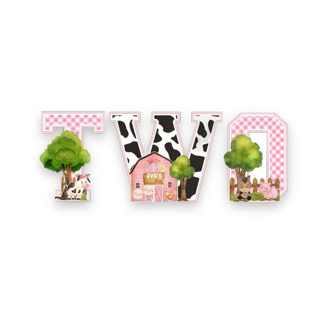 Cow Moo Pink Farm 3D Letters Photoshoot Props, Farm Theme Decorations ...