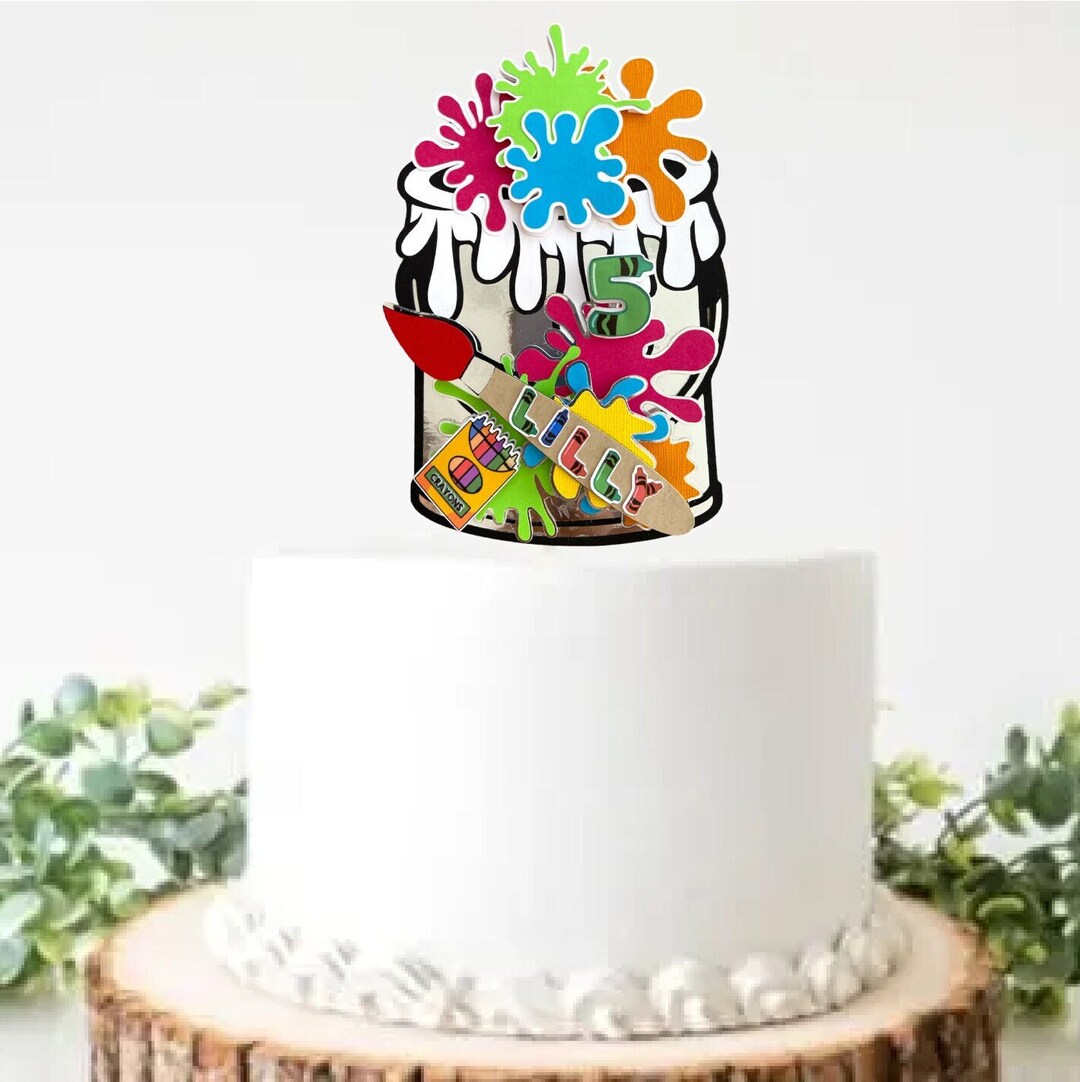 Paint Artsy Cake Topper Artist DIY Craft Birthday Topper. Splatter Art ...