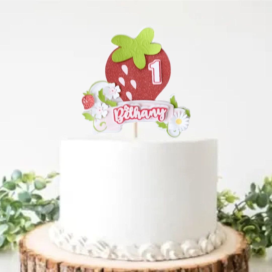 Strawberry Sweet Birthday Cake Topper, Berry Sweet One Birthday Cake ...