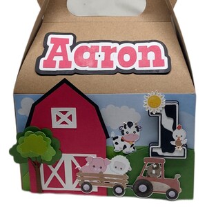 Barnyard Personalized Gable Favor Box, Animals Favor Box, Cow Gable Box ...