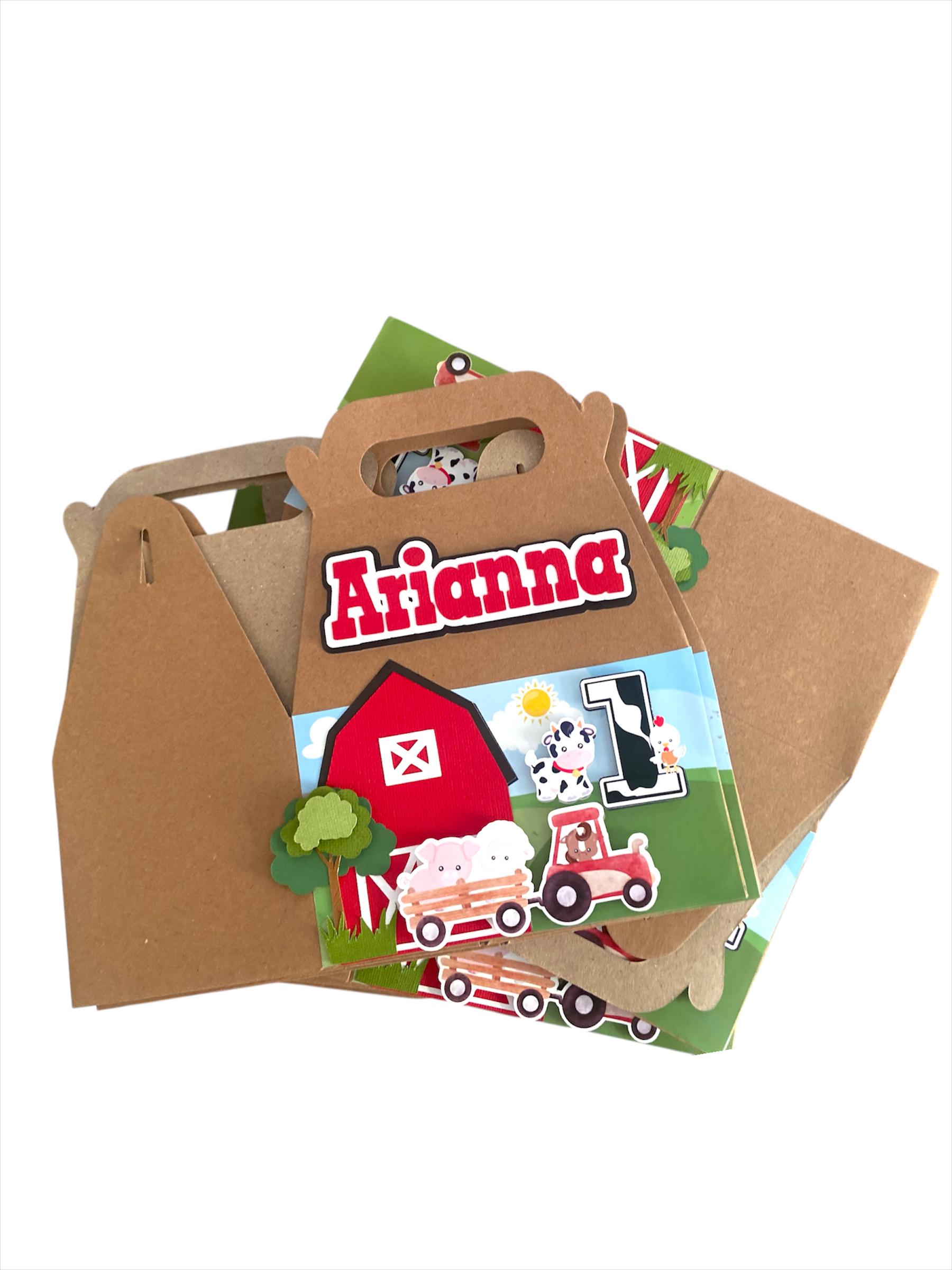 Barnyard Personalized Gable Favor Box, Animals Favor Box, Cow Gable Box ...