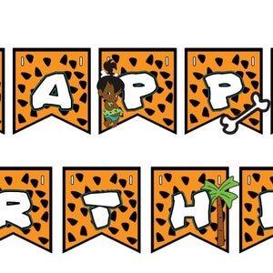 Pebbles Happy Birthday Banner Flintstone Birthday Banner - Etsy