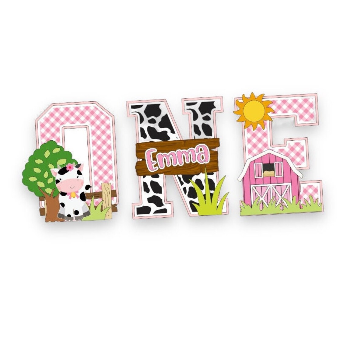 Holy Cow I'm One Birthday Decorations, Cow First Birthday 3D Letter ...
