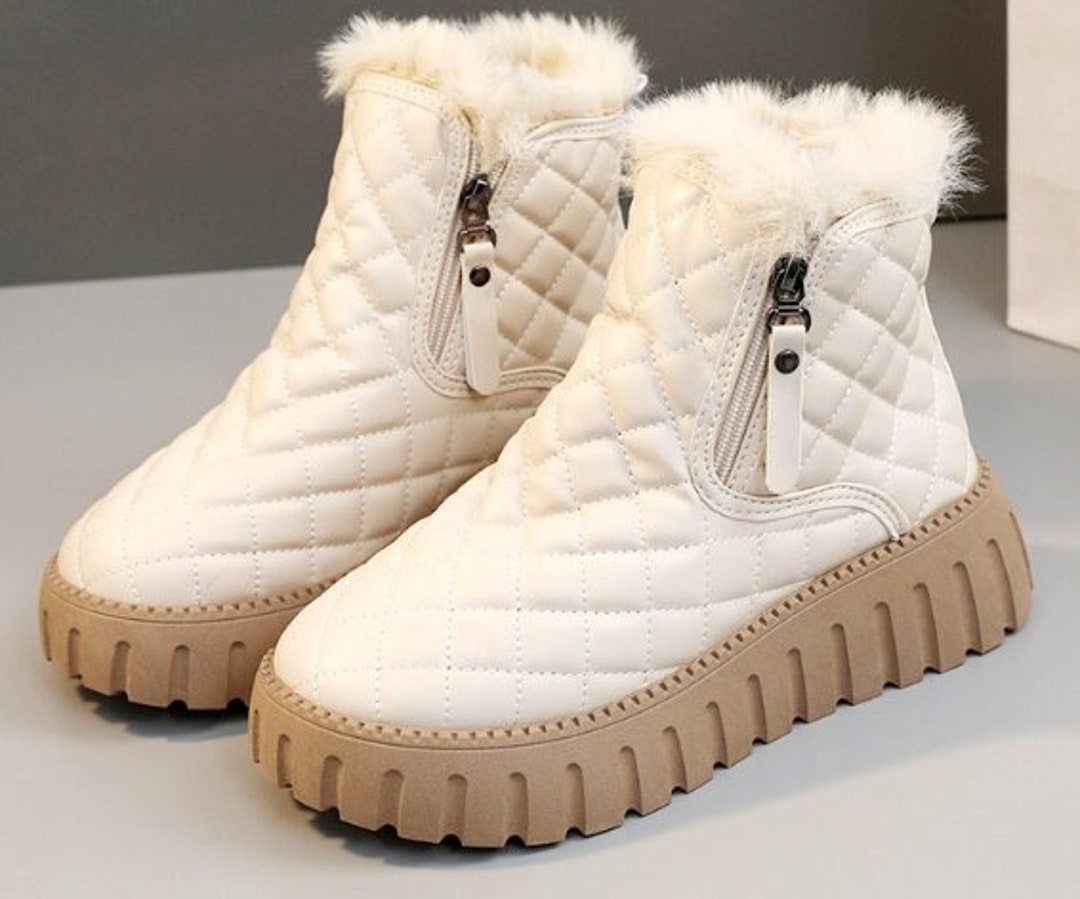 Winter Warm Snow Boots High Heel Snow Boots PU Leather Snow - Etsy Hong ...