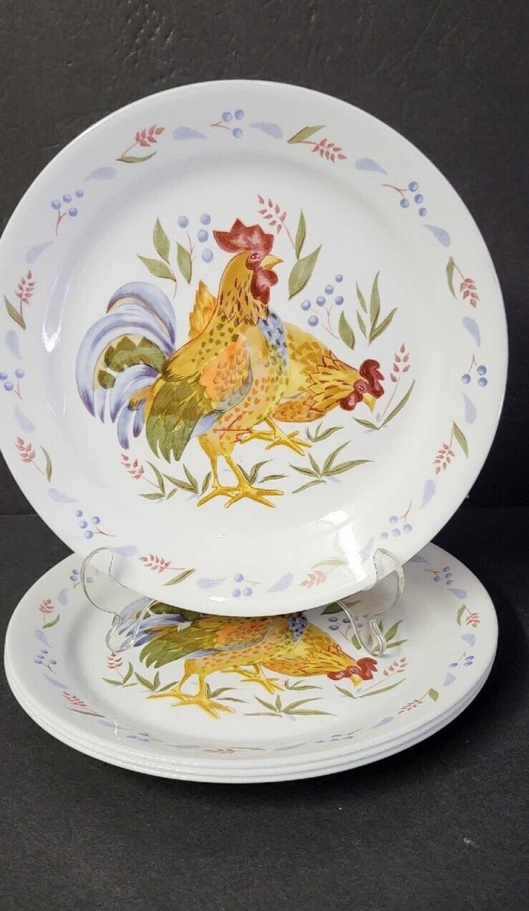 4 Corelle COUNTRY MORNING 10-1/4 Dinner Plates Roosters - Etsy