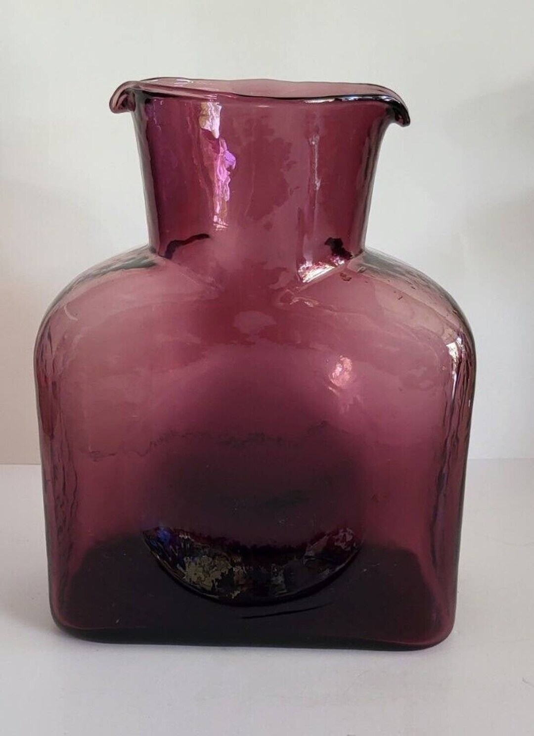 Blenko Glass Double Spout Water Bottle Pitcher Amethyst Purple - Etsy