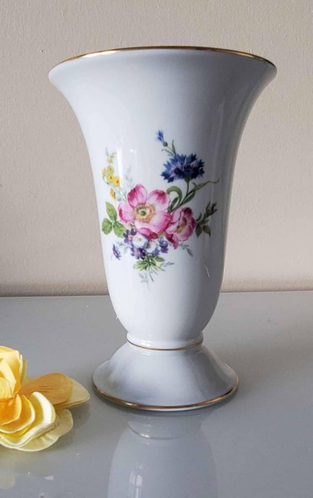 Vintage Furstenberg Germany Porcelain Floral Vase - Etsy