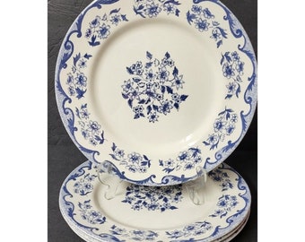 Set of 4 Vintage Mismatched Blue Transferware Dinner Plates, Mixed Blue ...