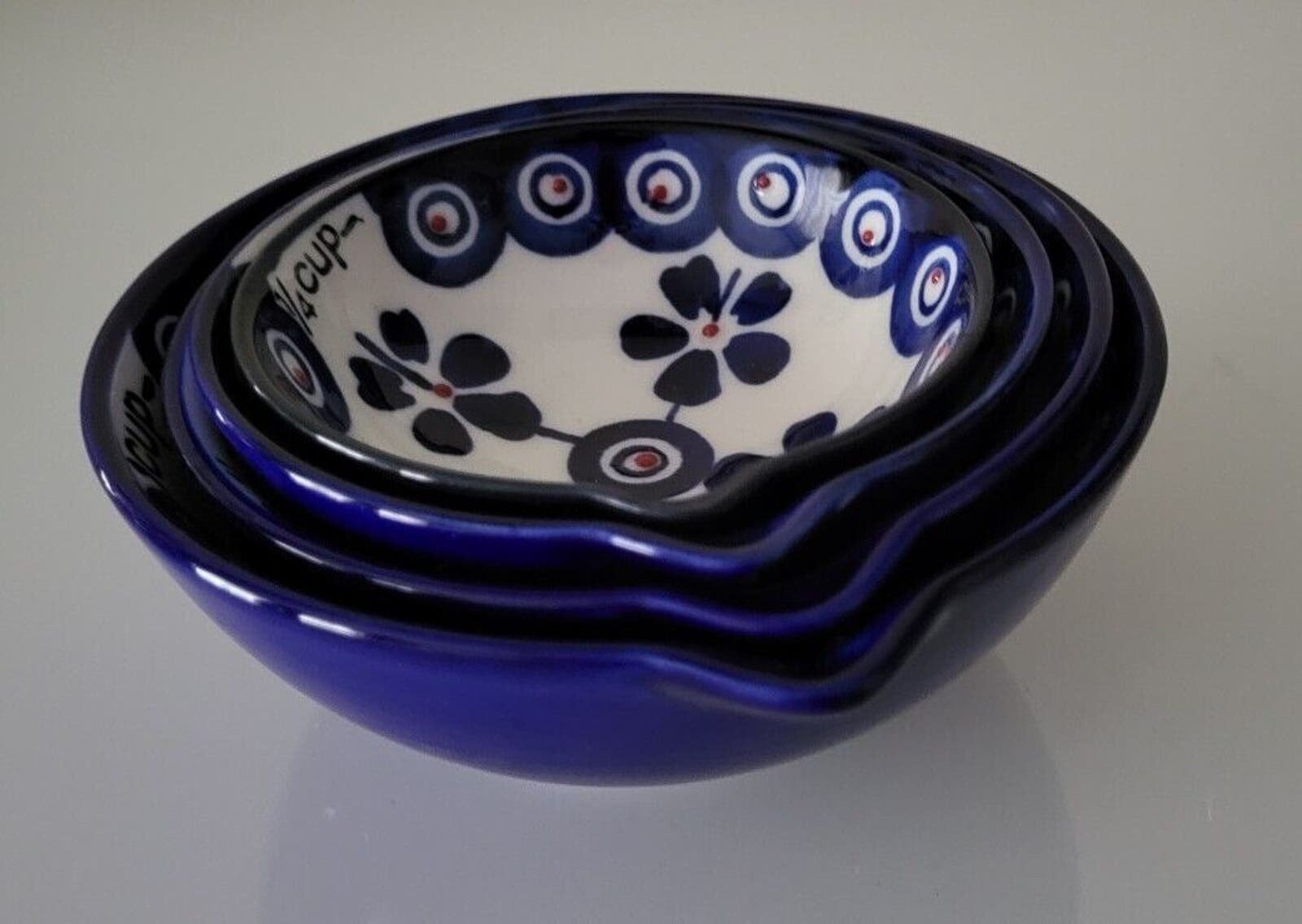 Blue Pottery Stoneware Measuring Cups Signature Set of 4 - Etsy