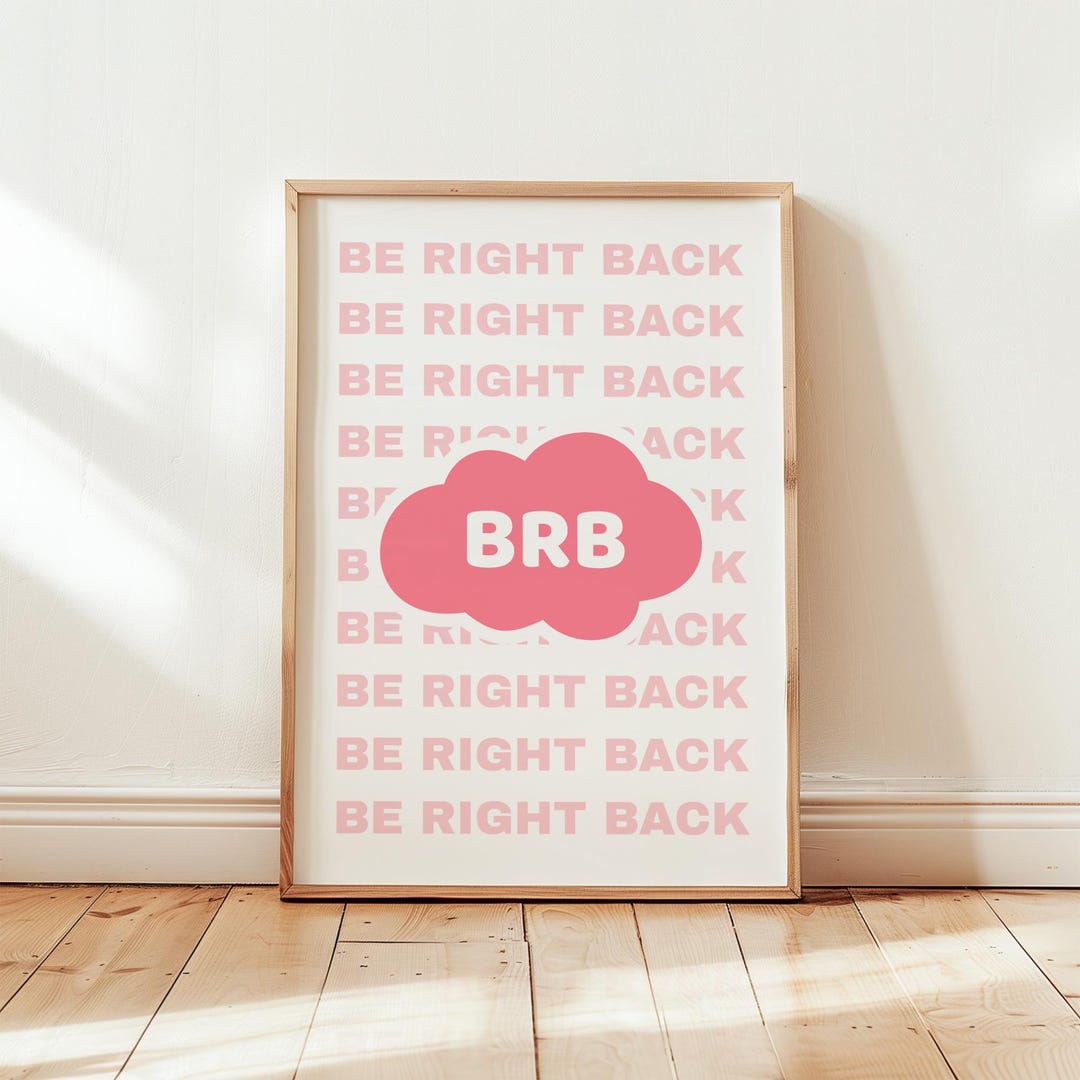 Gaming Room Print: BRB, Be Right Back, Pink Gamer Setup Decor (digital ...