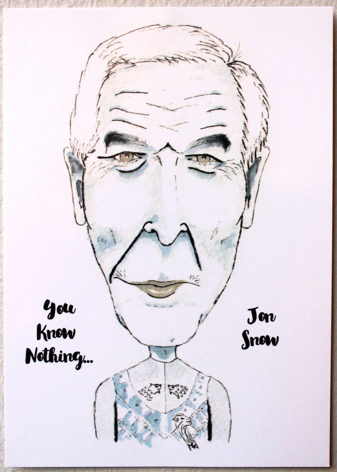 Jon Snow (journalist) Caricature Postcard, Desk Art, Wall Art, A6 350 ...