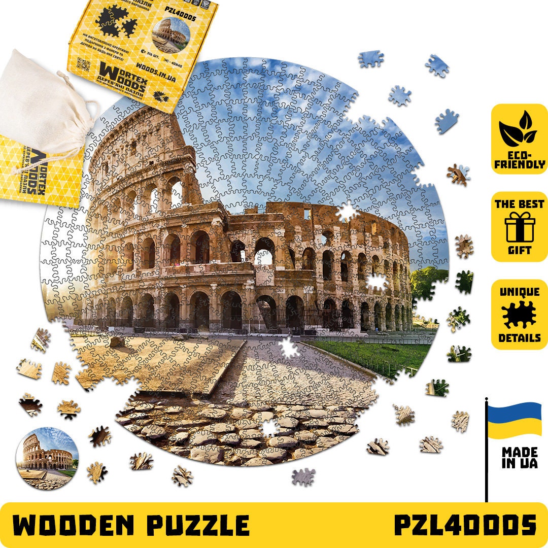 Colosseum Wooden Puzzle, Rome Themed Jigsaw Puzzle for Adults, Custom ...