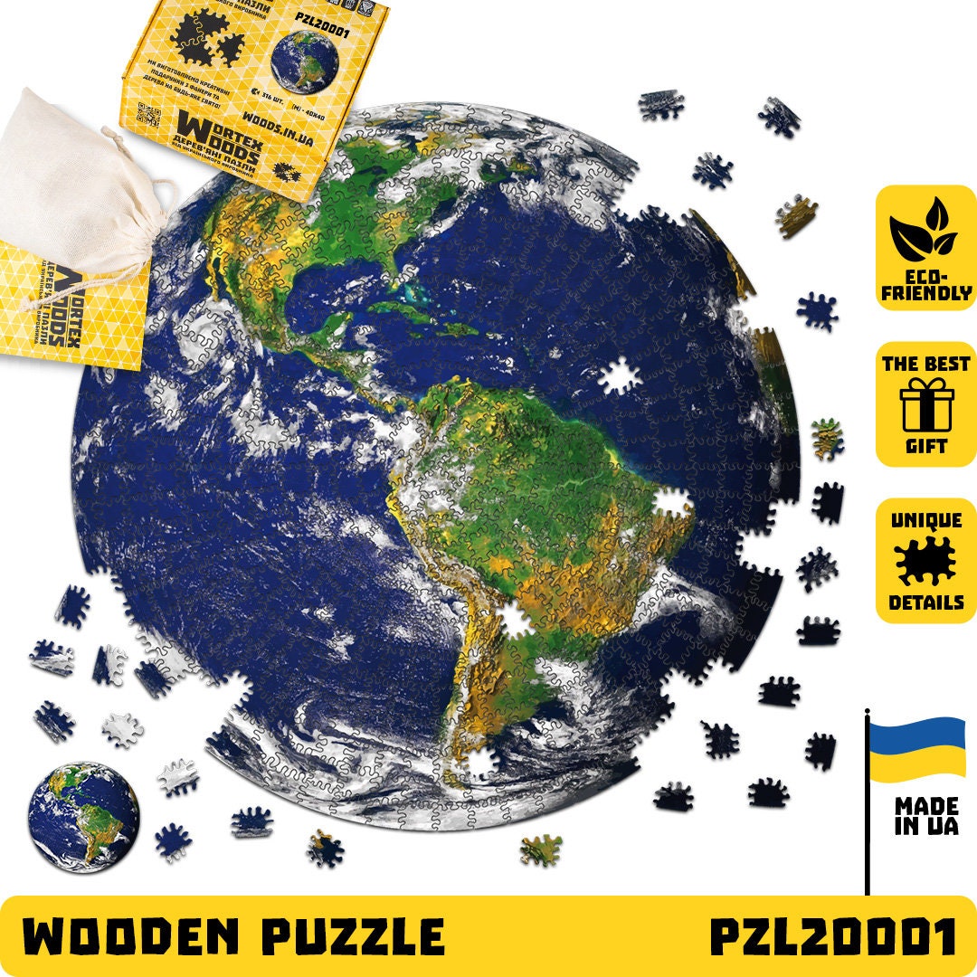 Circle Jigsaw Puzzles Earth Space Themed Puzzle Set Wooden Jigsaw ...