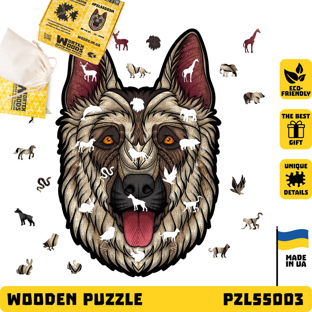 Wooden Fig Puzzle Dog, Unique Shape Wooden Animal Puzzle Creative ...