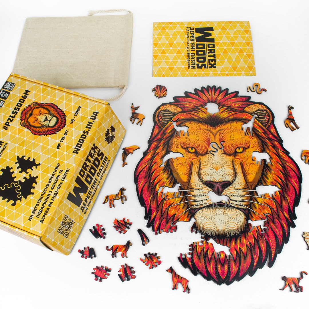 Wooden Lion Puzzle, Animal Shaped Puzzle for Adults or Kids, Unique ...