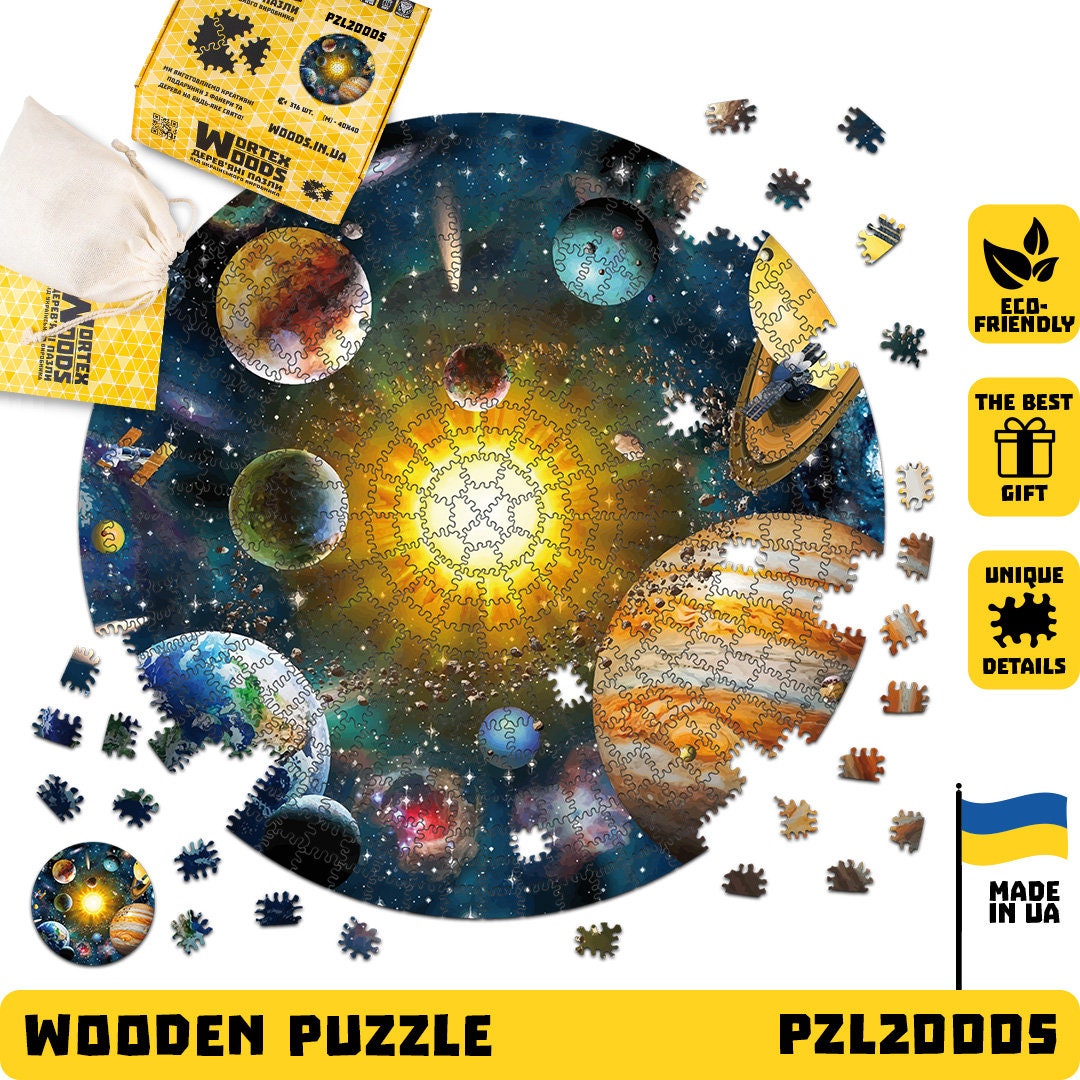Circle Jigsaw Puzzles Solar System Space Themed Puzzle Set Wooden ...