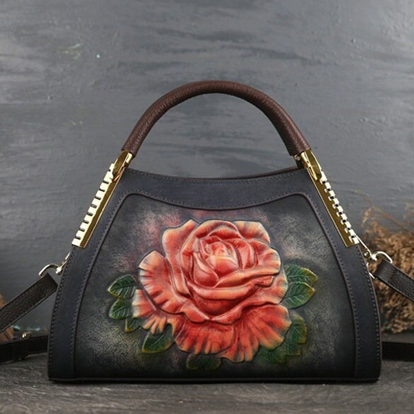 Red Leather Rose - Etsy