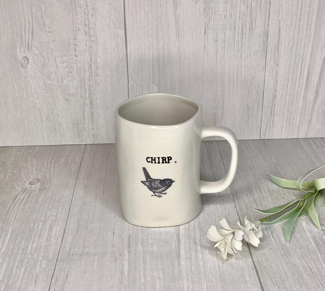 Rae Dunn CHIRP Mug: White Ceramic Bird Coffee Cup, Farmhouse Decor - Etsy