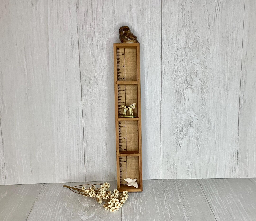 Vintage Handmade Wooden Ruler Display Shelf/ Wood Ruler Cubby Shelf ...