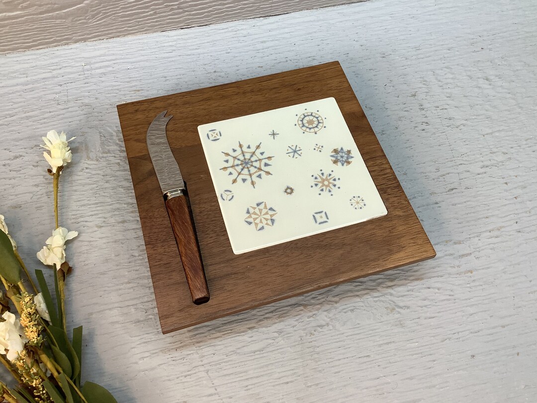 Vintage Teak Wood, Atomic Star Tile Cheese Board/ MCM Square Cheese ...