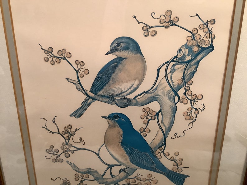 Vintage Framed Anne Worsham Richardson Bluebird Print/ Large - Etsy