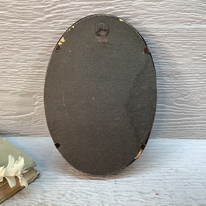 Vintage Distressed Oval Wood Framed Madonna and Child/ Small Oval Mary ...