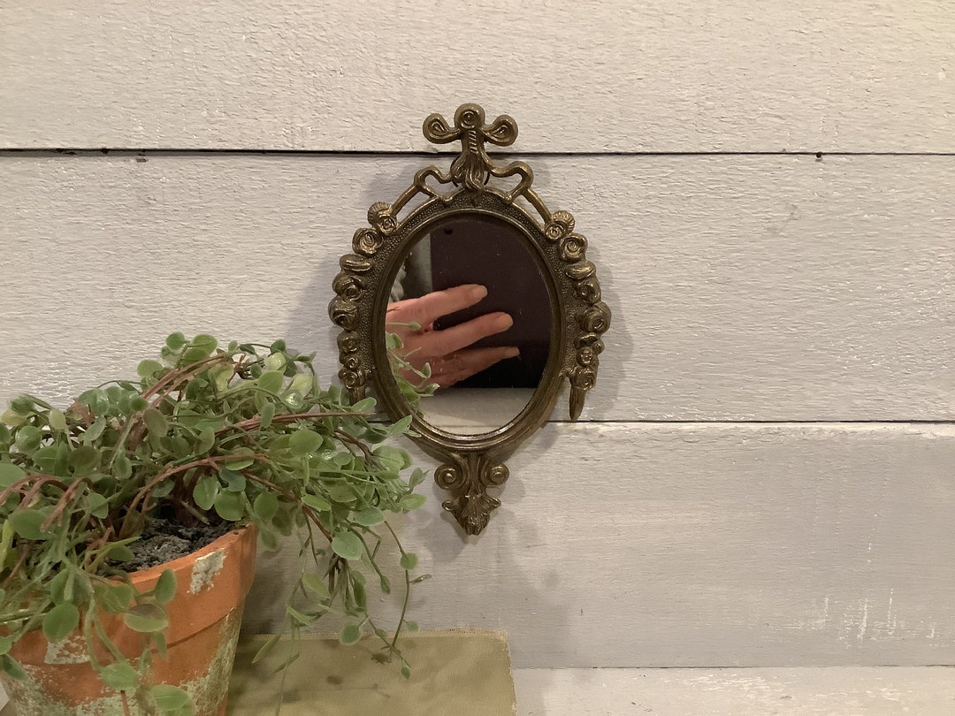 Vintage Small Brass Framed Mirror/ Gold Toned Brass Metal - Etsy