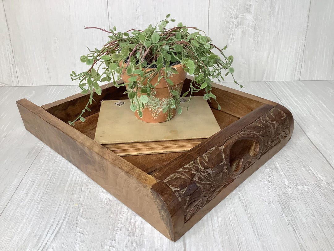 Vintage Wood Desk Drawer/ Small Wooden Drawer Box With Carved Leaf ...