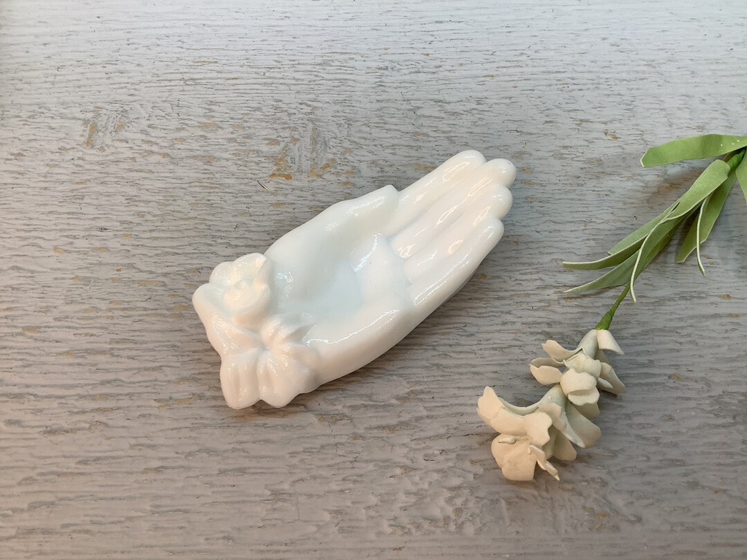 Vintage White Milk Glass Hand Dish/ Small Decorative Hand Trinket Dish ...